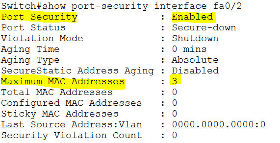 Cisco: Switchport Port Security – SID-500.COM
