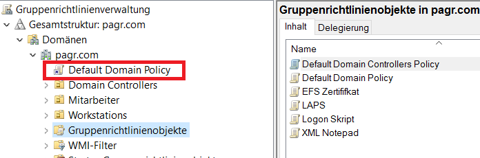 Default Domain Policy / Domain Controllers Policy mit dcgpofix auf die ...