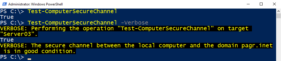 Checking connectivity to Active Directory: Test-ComputerSecureChannel ...