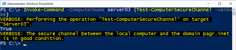 Checking connectivity to Active Directory: Test-ComputerSecureChannel ...