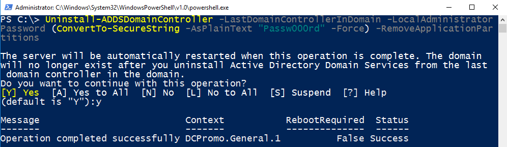 Demoting the last Active Directory Domain Controller with PowerShell ...