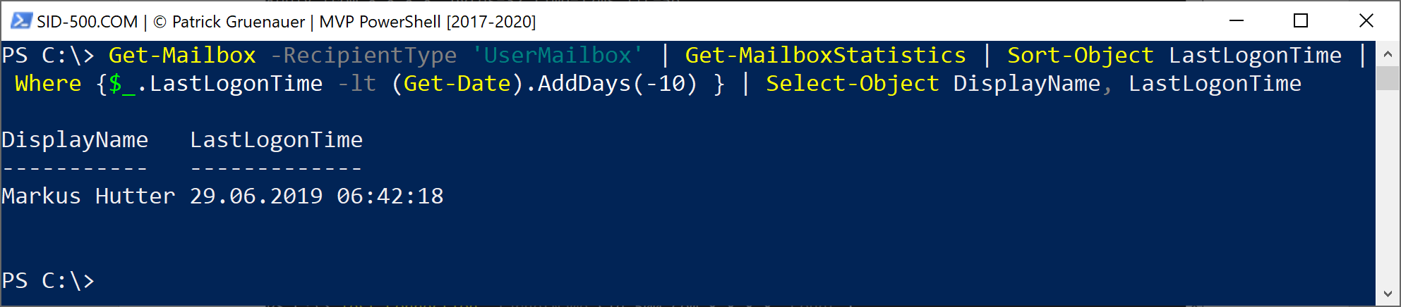 Office 365 | Exchange Online: List inactive Mailboxes – SID-500.COM