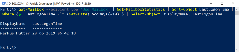 Office 365 | Exchange Online: List inactive Mailboxes – SID-500.COM