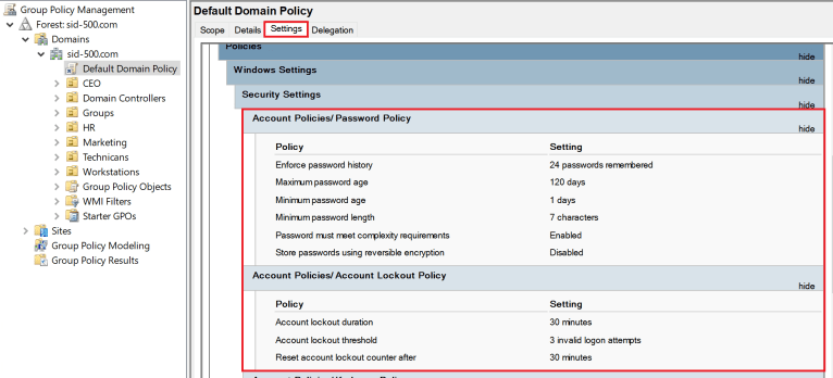 Active Directory: Changing Default Password and Lockout Policies – SID ...