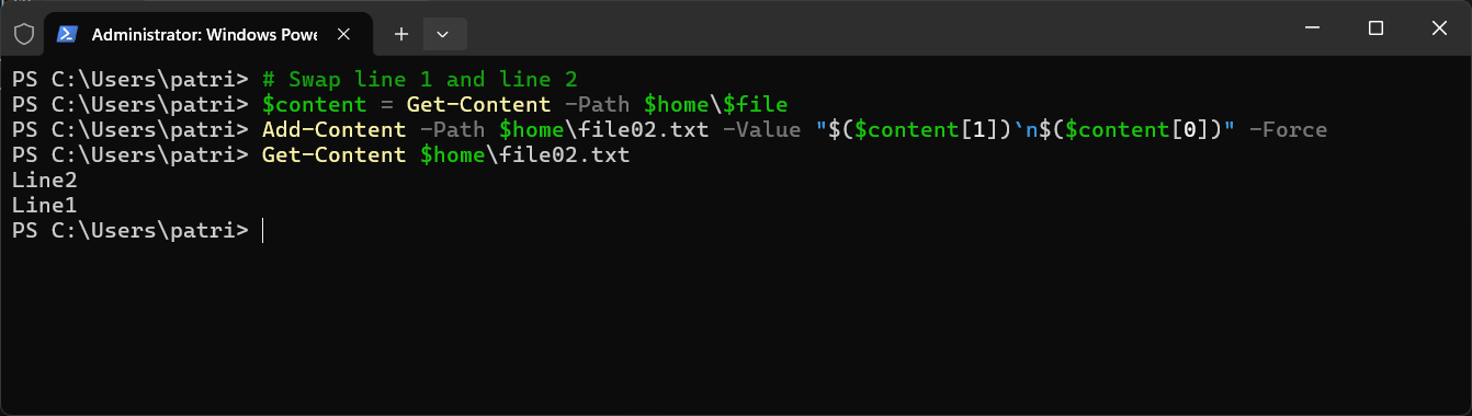 PowerShell String Manipulation: Swap Lines – SID-500.COM